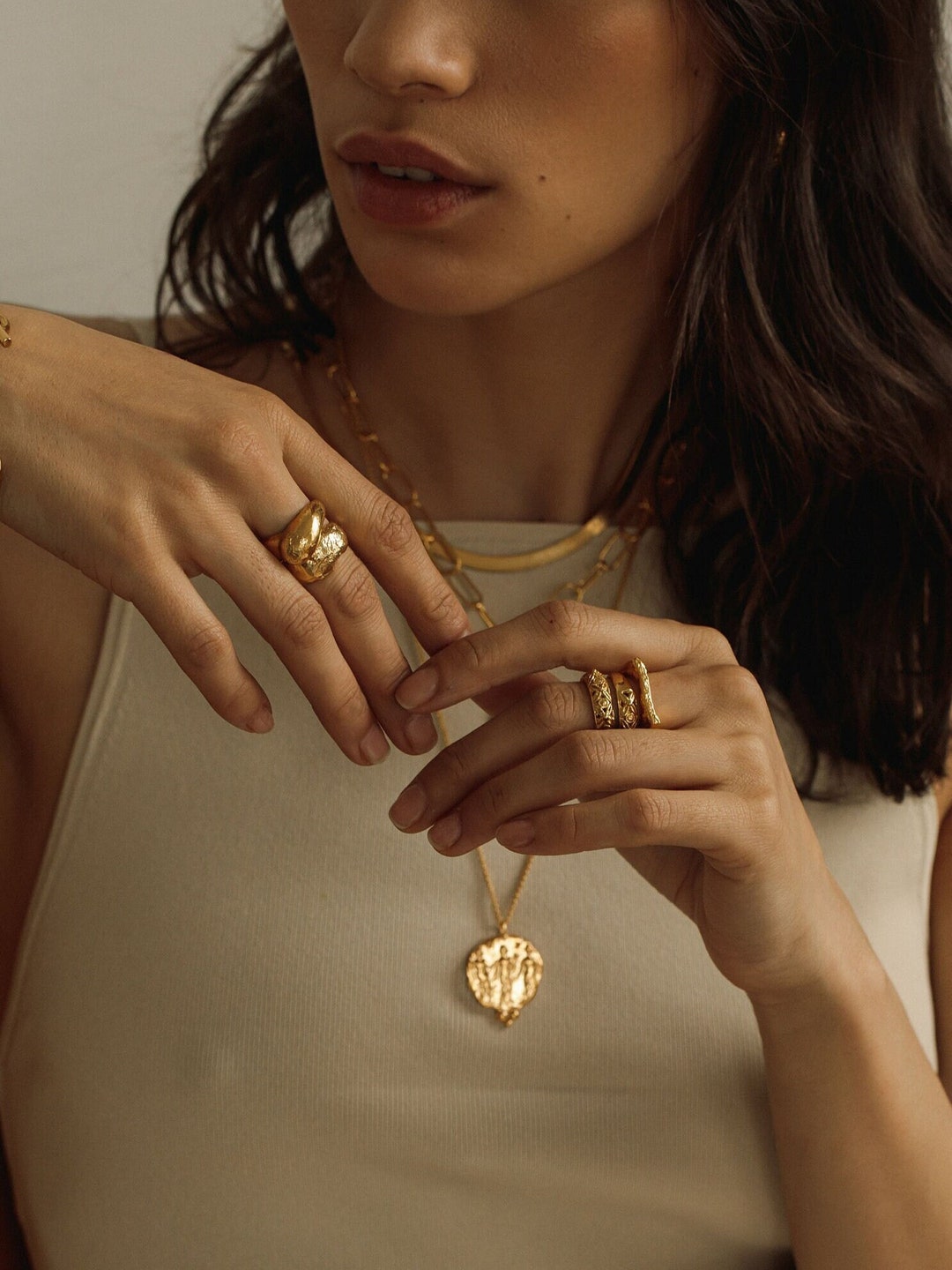 The Last Relic Ring, 24K Gold Plated, Ancient Jewelry, Stackable Ring ...