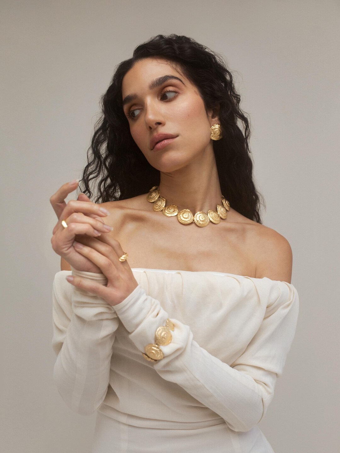 Chunky Gold Choker, 24K Gold Plated, Profound Emotion Necklace, Pamela ...