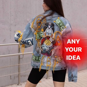 Hand Painted Jacket Made to Order: Painted Denim Jacket, Unique ...
