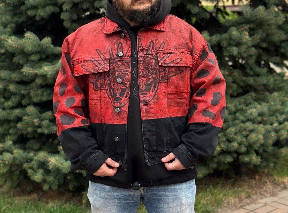 Hand Painted Jacket Made to Order: Painted Denim Jacket, Unique ...