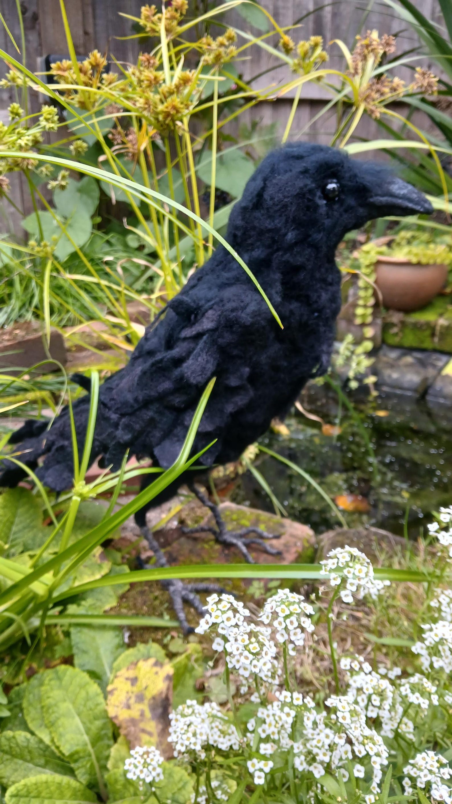 Crow/ Raven Textile Sculpture Halloween Decor Wild Bird Realistic Faux ...
