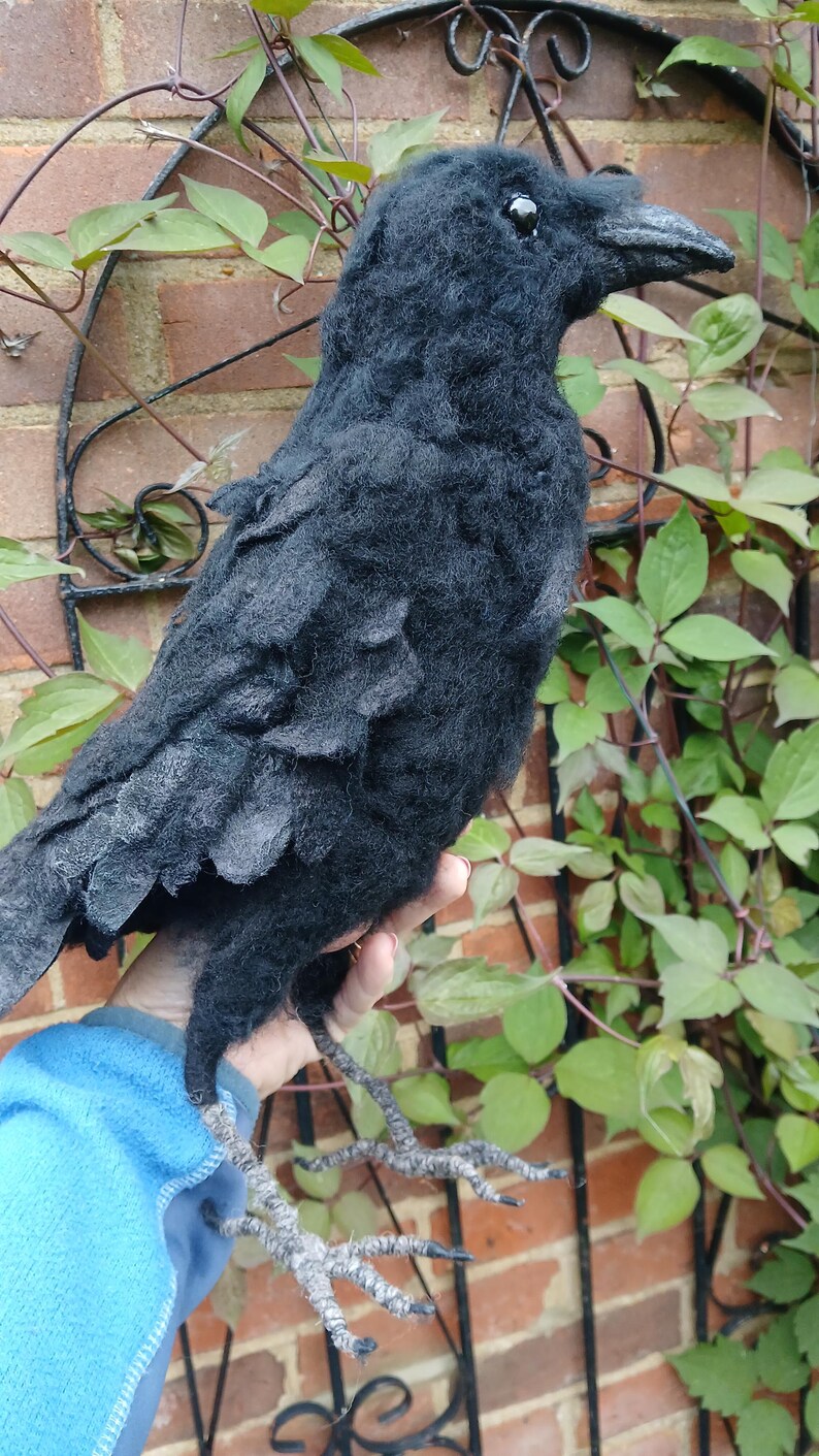 Crow/ Raven Textile Sculpture Halloween Decor Wild Bird Realistic Faux ...
