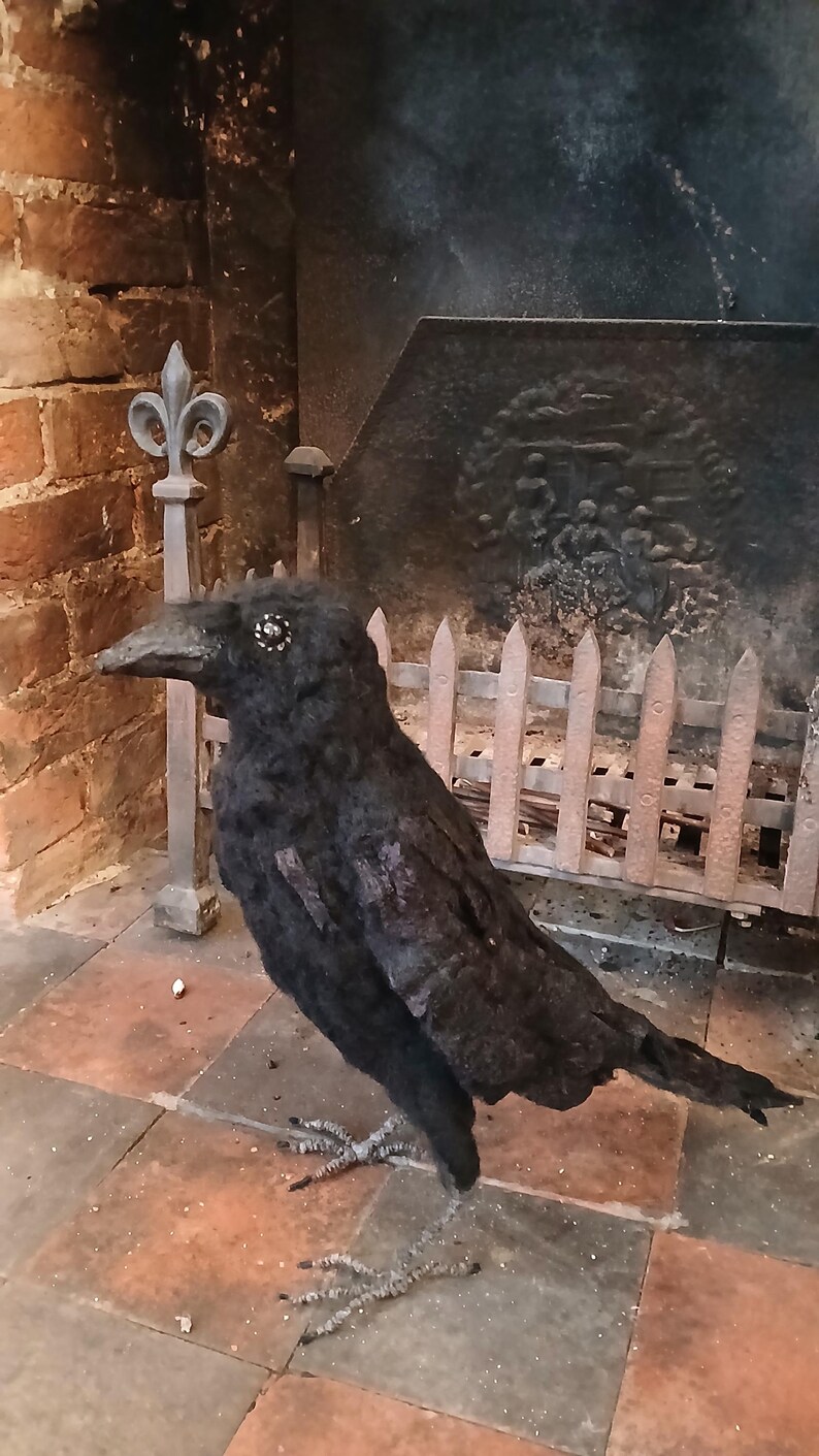 Crow/ Raven Textile Sculpture Halloween Decor Wild Bird Realistic Faux ...