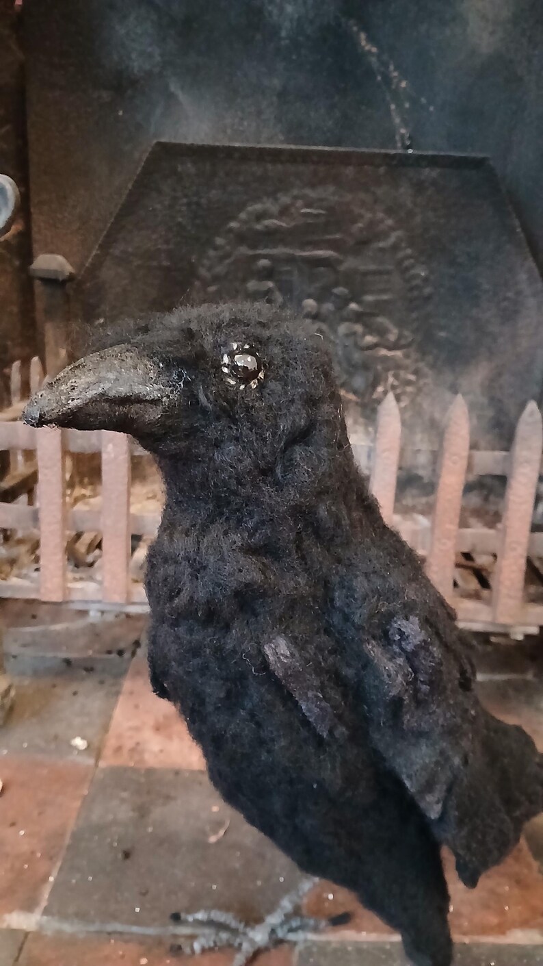 Crow/ Raven Textile Sculpture Halloween Decor Wild Bird Realistic Faux ...