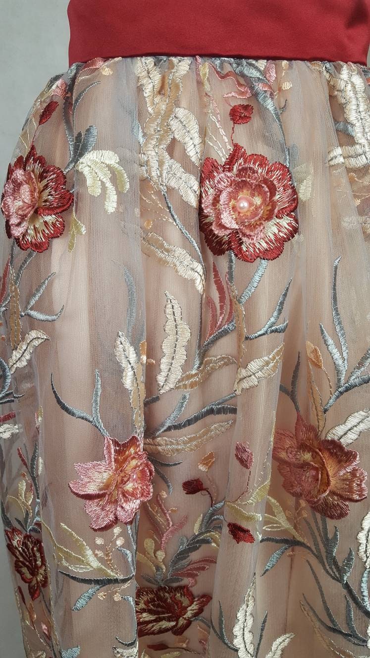 Embroidered and Embellished Tulle Full Skirt With 3D Flowers - Etsy