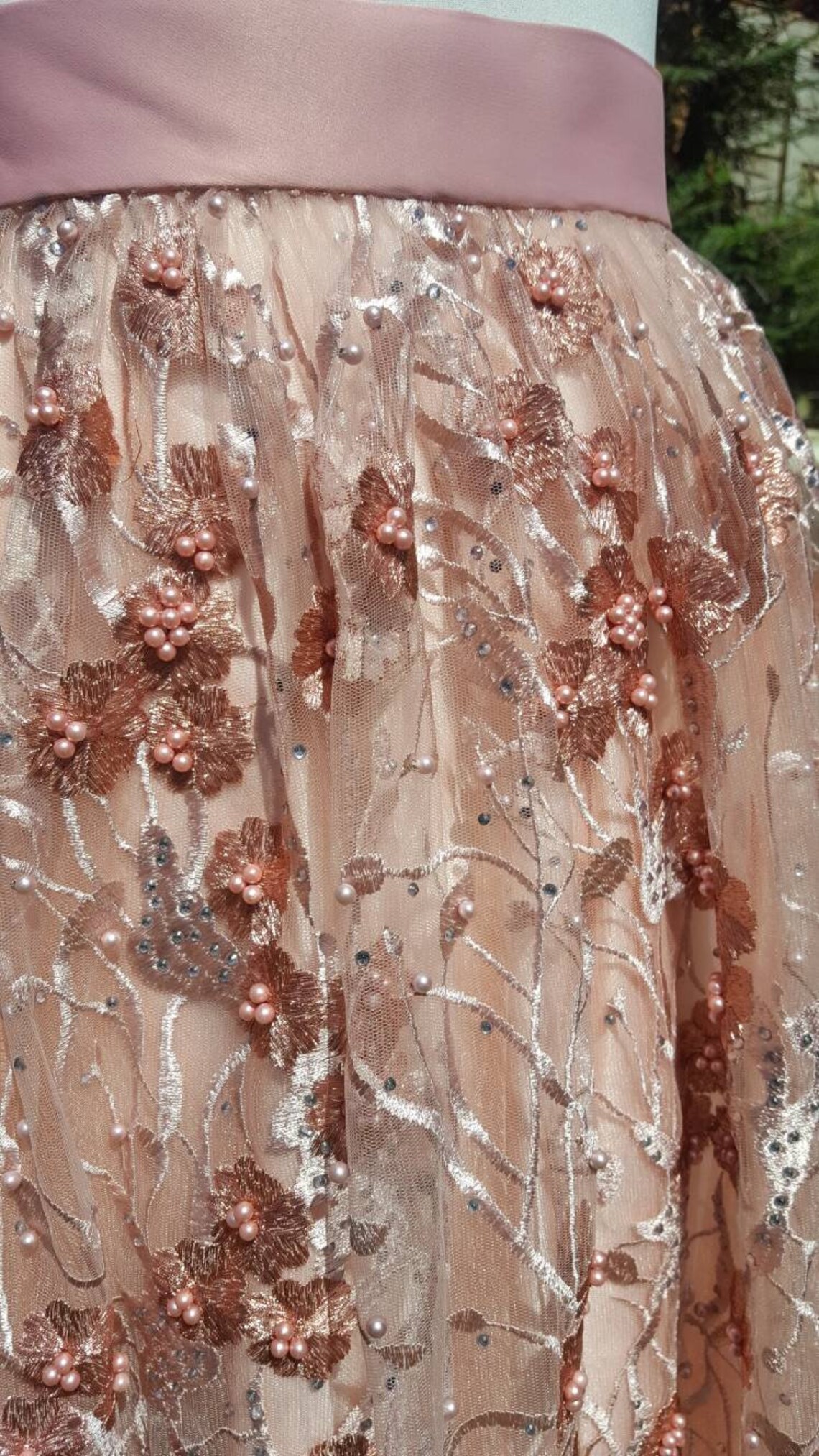 Embroidered and Embellished Tulle Occasion Skirt With Blush Tones and ...
