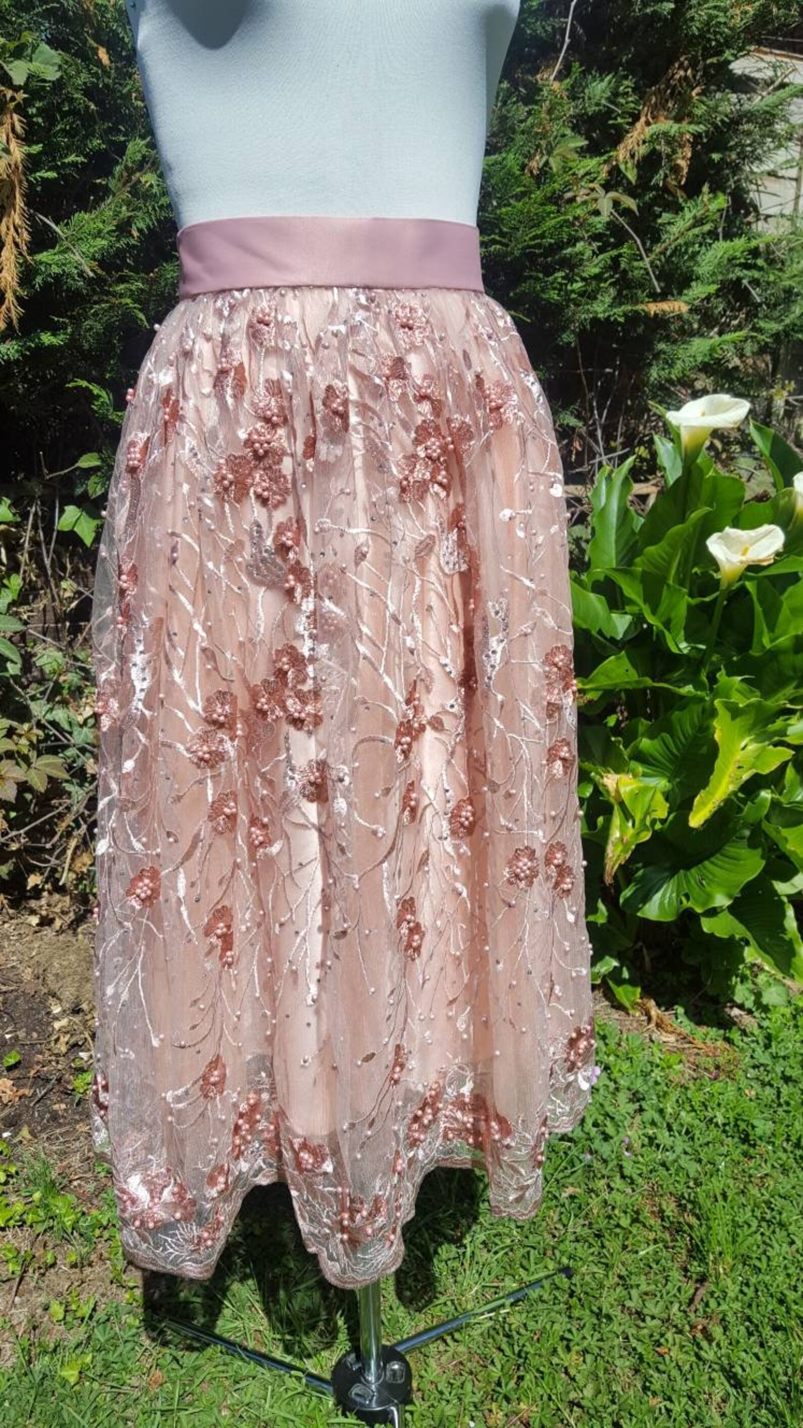 Embroidered and Embellished Tulle Occasion Skirt With Blush Tones and ...