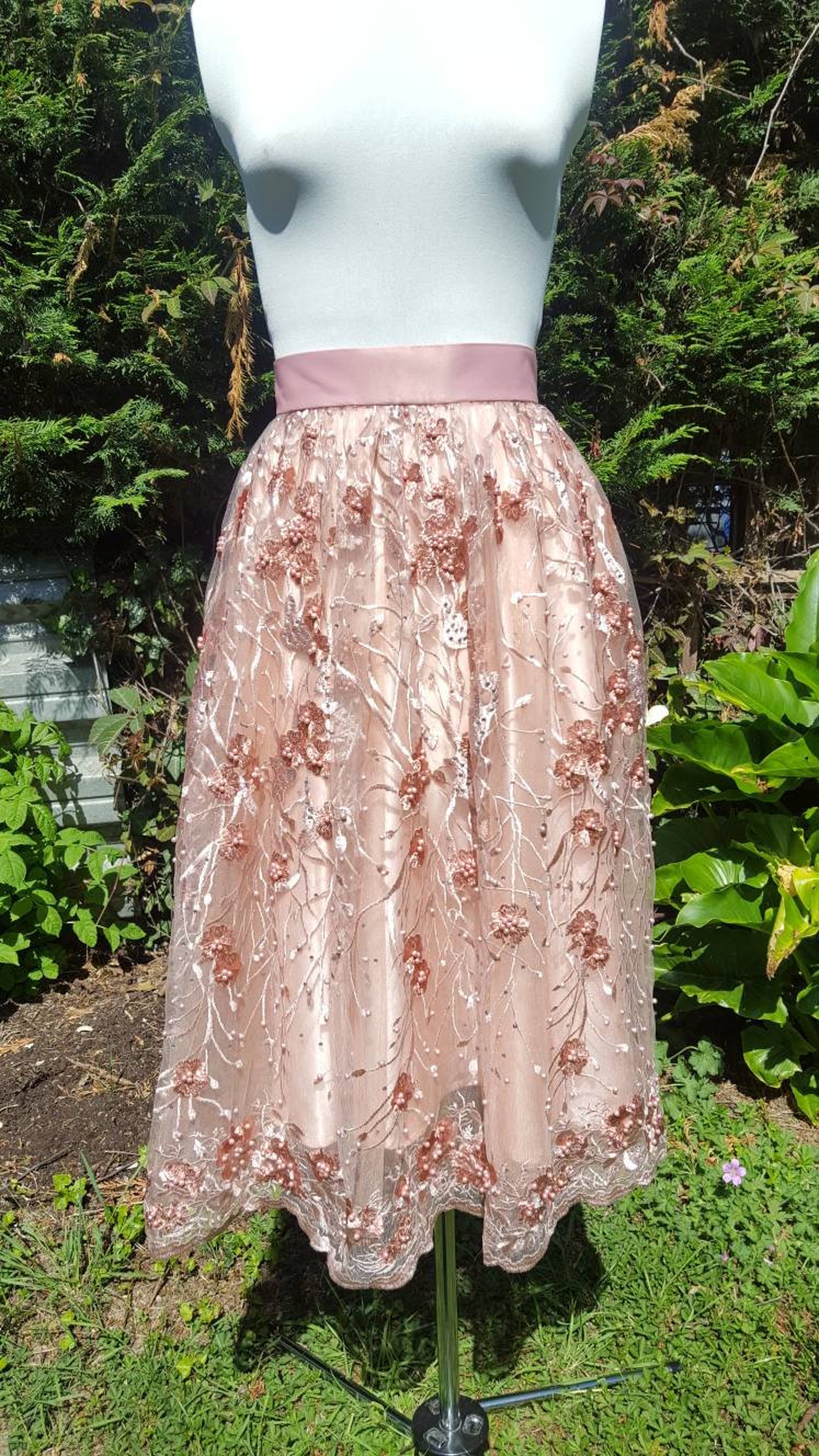 Embroidered and Embellished Tulle Occasion Skirt With Blush Tones and ...