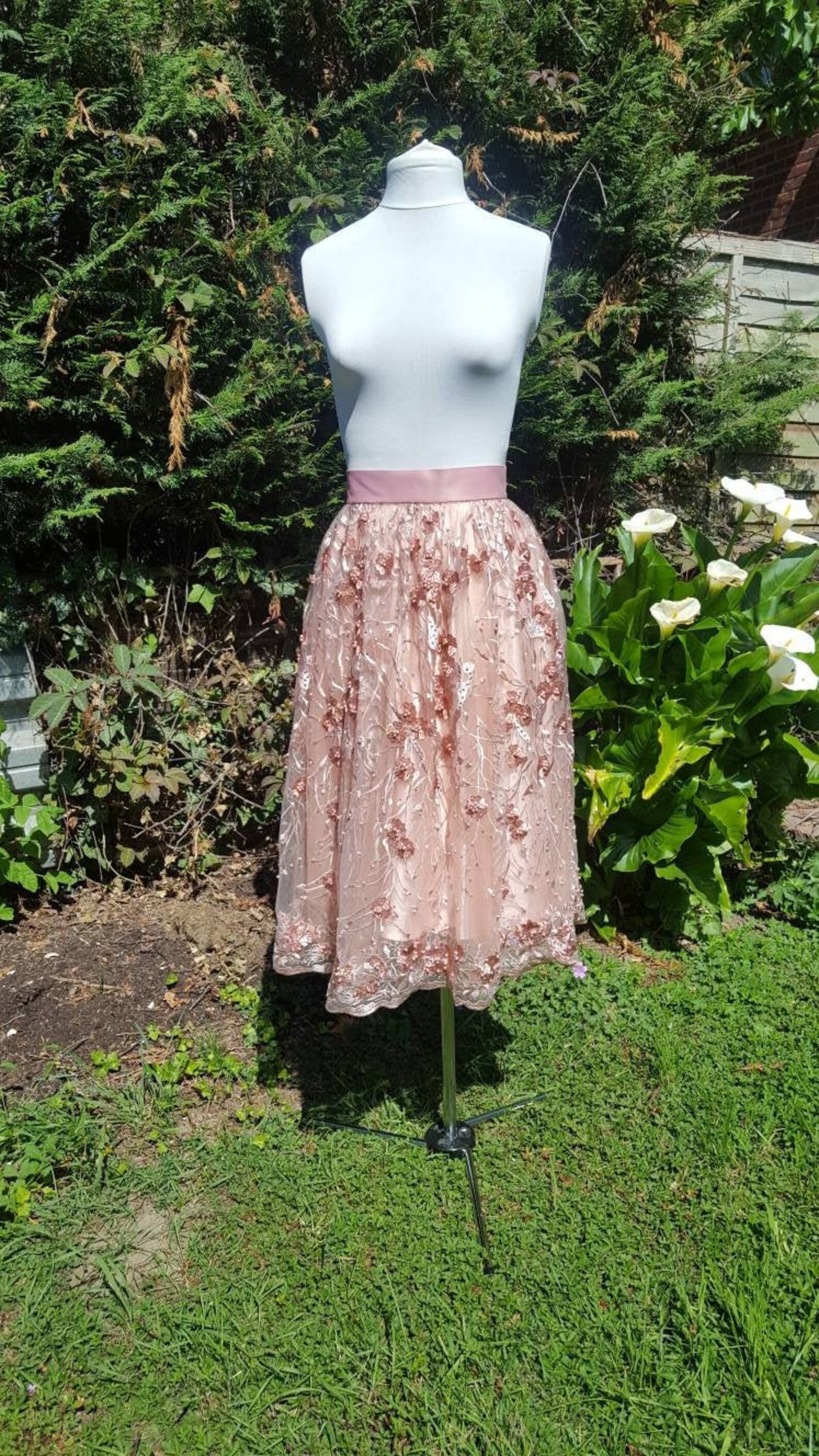 Embroidered and Embellished Tulle Occasion Skirt With Blush Tones and ...