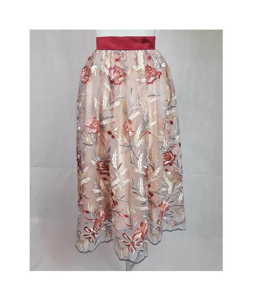Embroidered and Embellished Tulle Full Skirt With 3D Flowers - Etsy