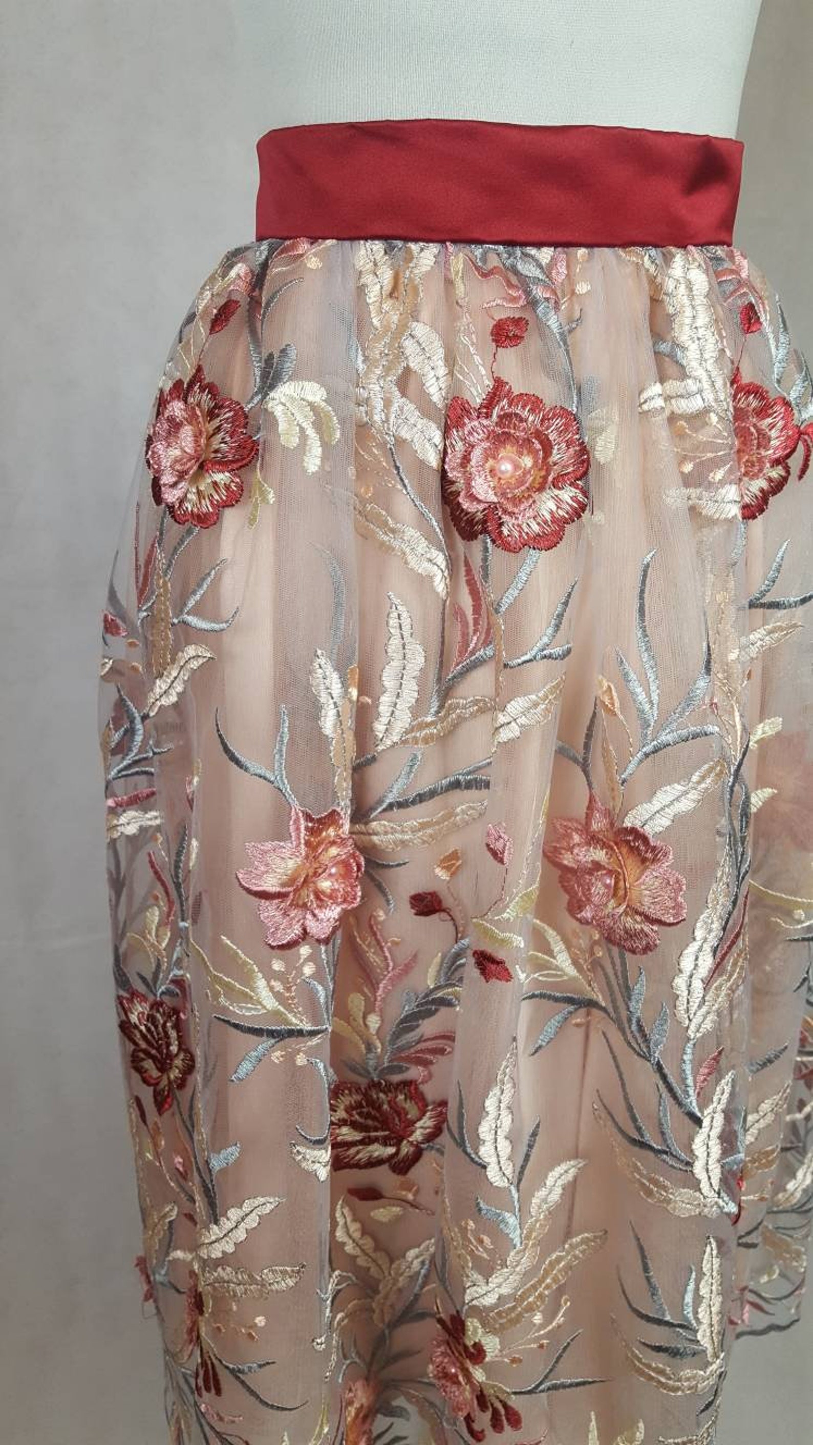 Embroidered and Embellished Tulle Full Skirt With 3D Flowers - Etsy