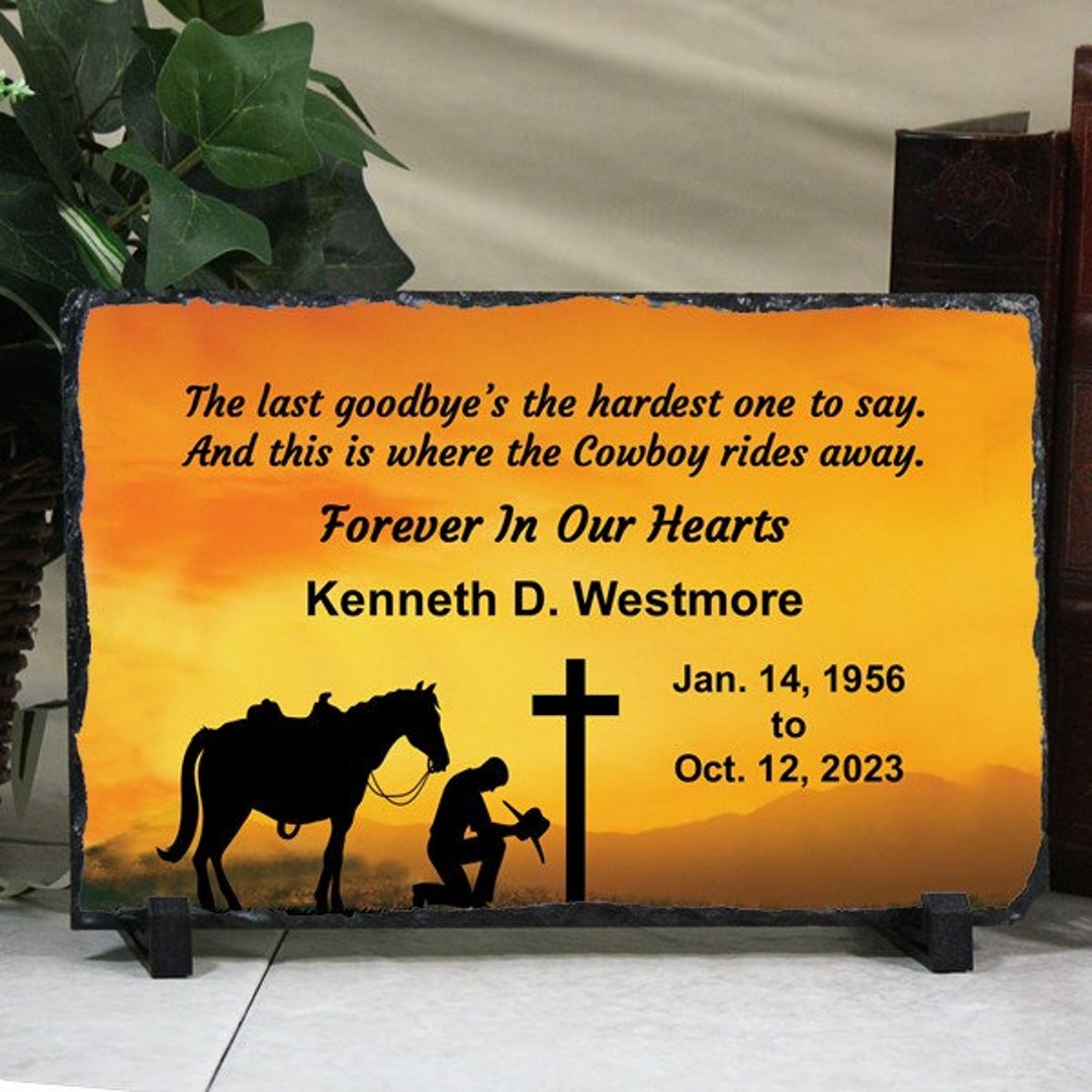 Cowboy Memorial, Personalized Country Music Lover, Memorial Plaque ...