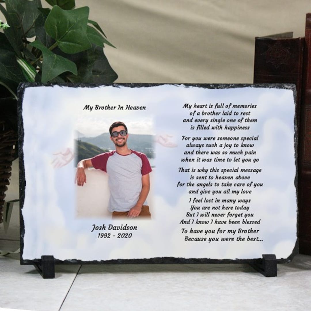 Personalized Memorial Slate Plaque: Brother Remembrance Photo Keepsake ...