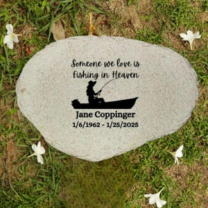 Personalized Fishing Memorial Garden Stone: Sympathy Gift - Etsy