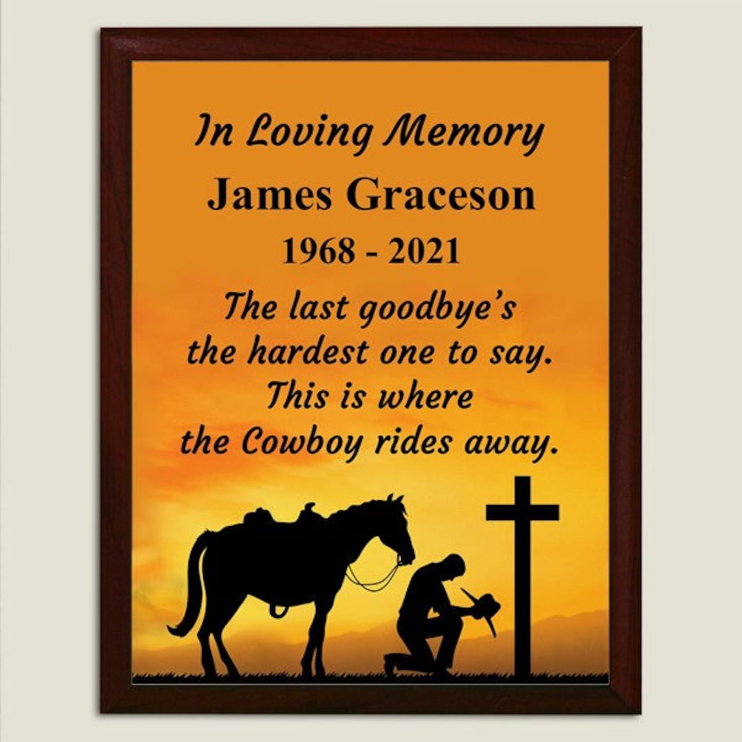 Personalized Cowboy Memorial Plaque: Country Western Sympathy Gift - Etsy