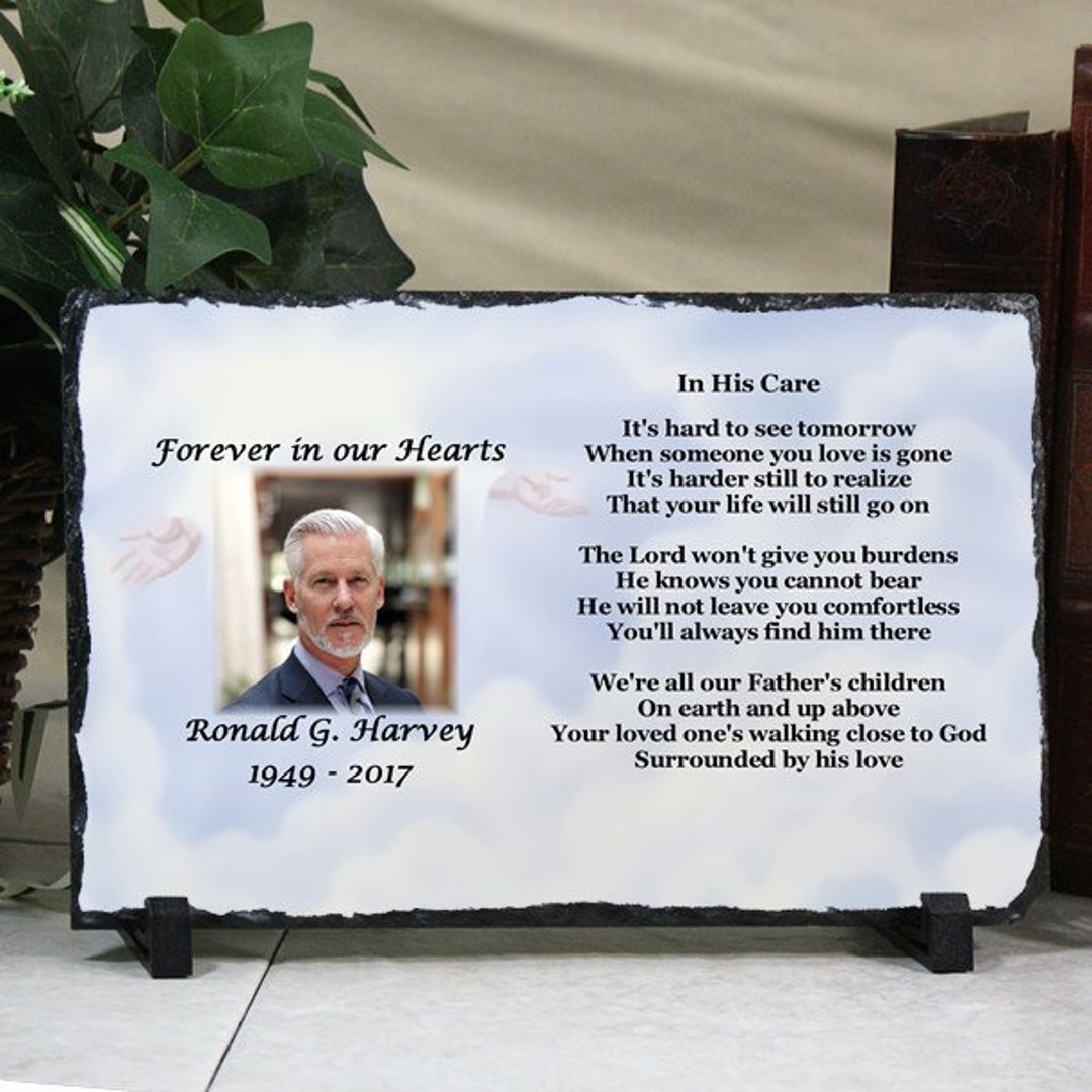 Memorial Photo Keepsake, in God's Hands Christian Poem, Personalized ...