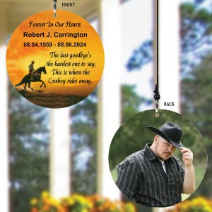 Cowboy Memorial Windchimes With Photo, Sympathy Grief Gift Loss of ...