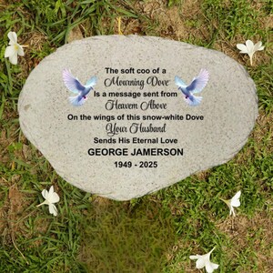 White Doves Memorial Garden Stone, Loss of Loved One Sympathy Gift, in ...