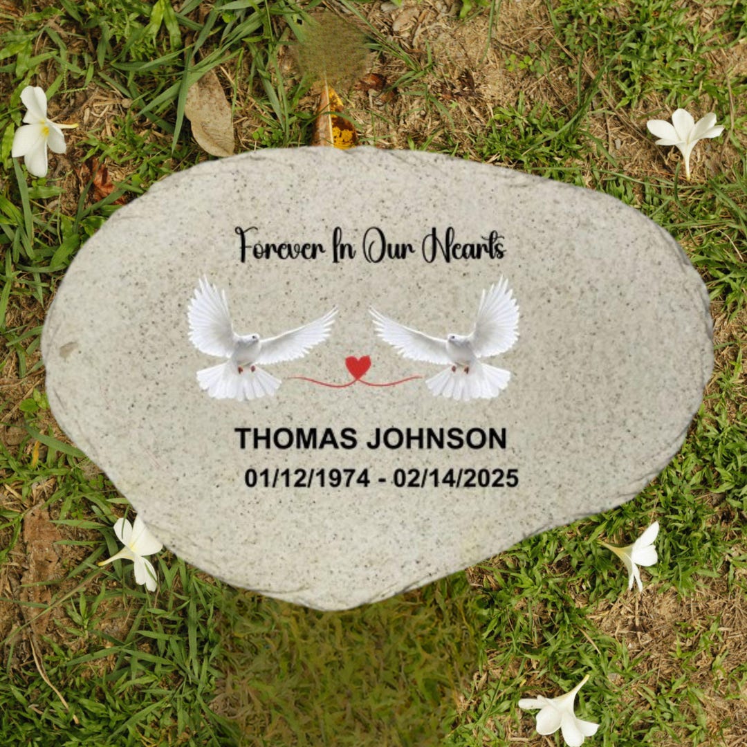White Doves Memorial Garden Stone, Sympathy Gift for Loss of Loved One ...