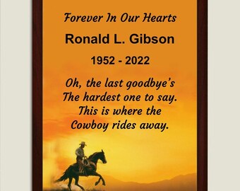 Cowboy Memorial Plaque - Etsy