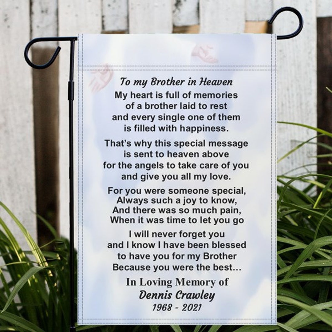 Personalized Brother Memorial Garden Flag: Loss of Brother Poem, Grave ...