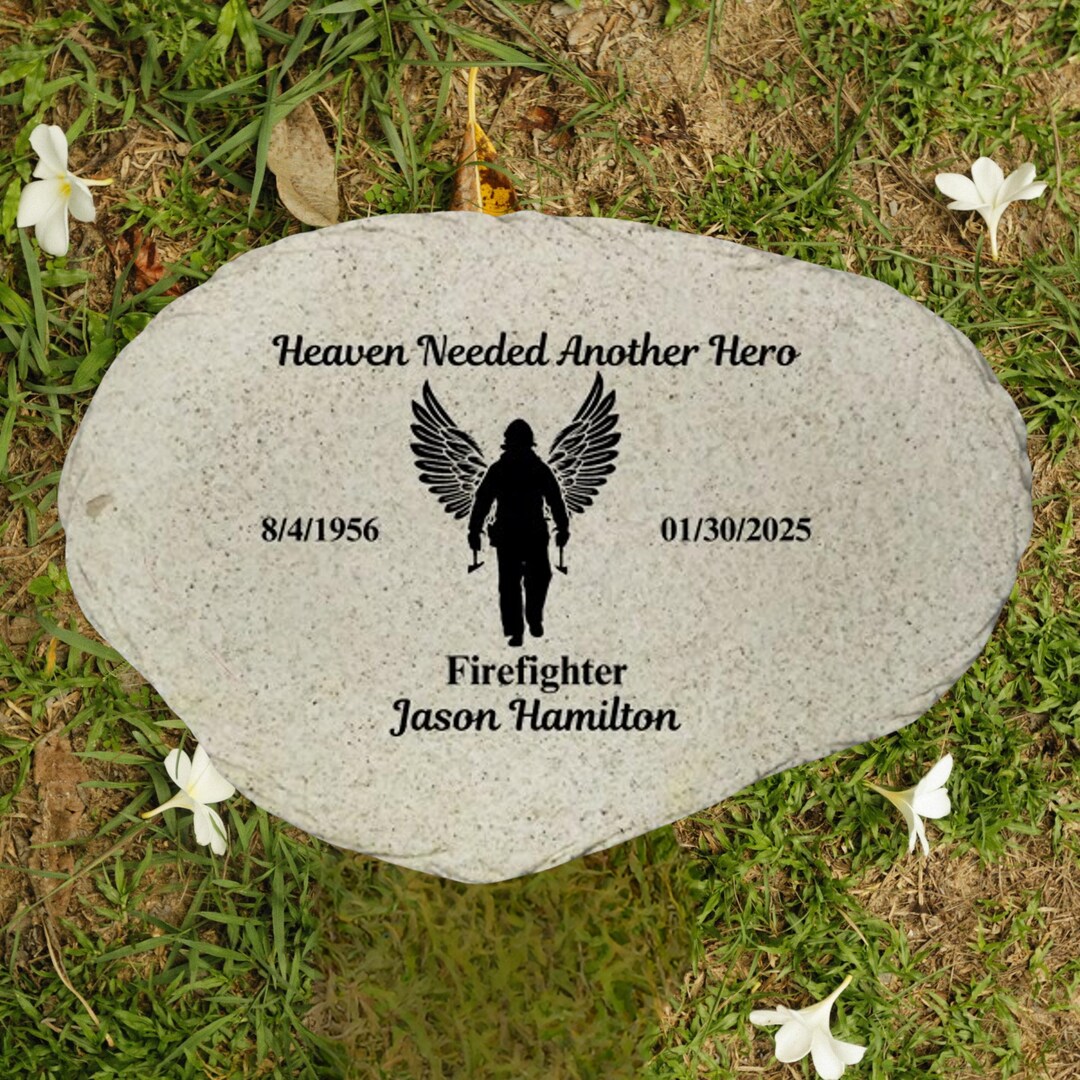 Firefighter Memorial Garden Stone: Angel Sympathy Gift, Remembrance ...