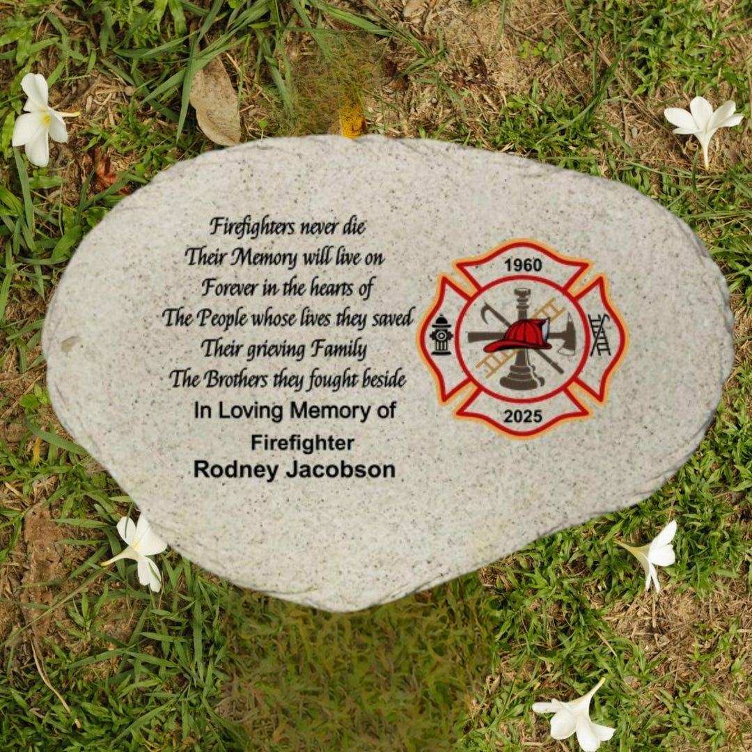 Firefighter Memorial Garden Stone: Maltese Cross Sympathy Gift ...