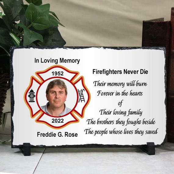 Personalized Firefighter Memorial Stone Photo Memorial - Etsy