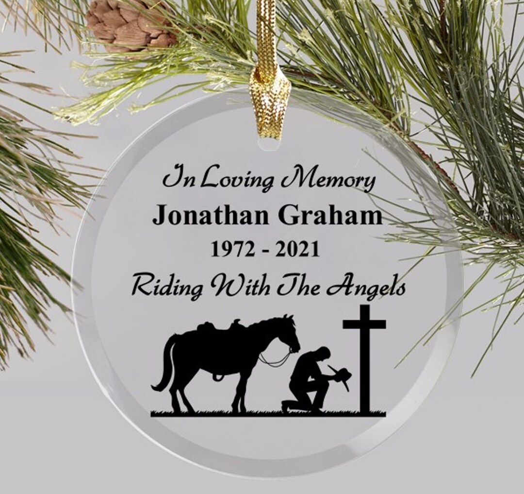 Cowboy Cowgirl Memorial Ornament, Christmas Tree Cowboy Glass Ornament ...