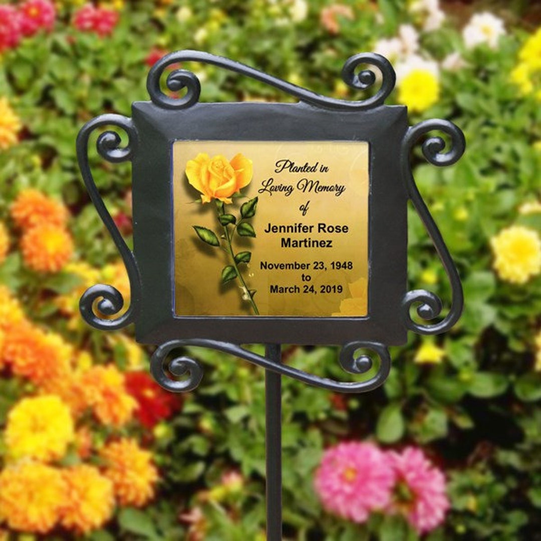 Personalized Yellow Rose Memorial Garden Stake: in Loving Memory - Etsy