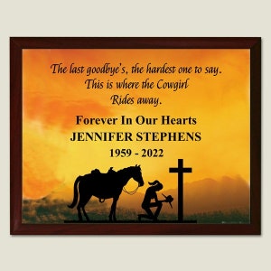 Personalized Cowboy Memorial Plaque: Country Western Sympathy Gift - Etsy