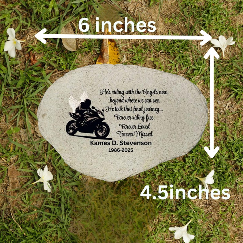 Motorcycle Memorial Garden Stone: Biker Sympathy Gift, Riding With ...