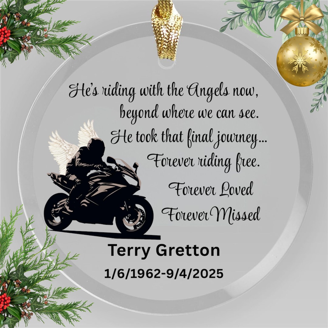 Biker Glass Memorial Ornament, Motorcycle Rider Remembrance Sympathy ...