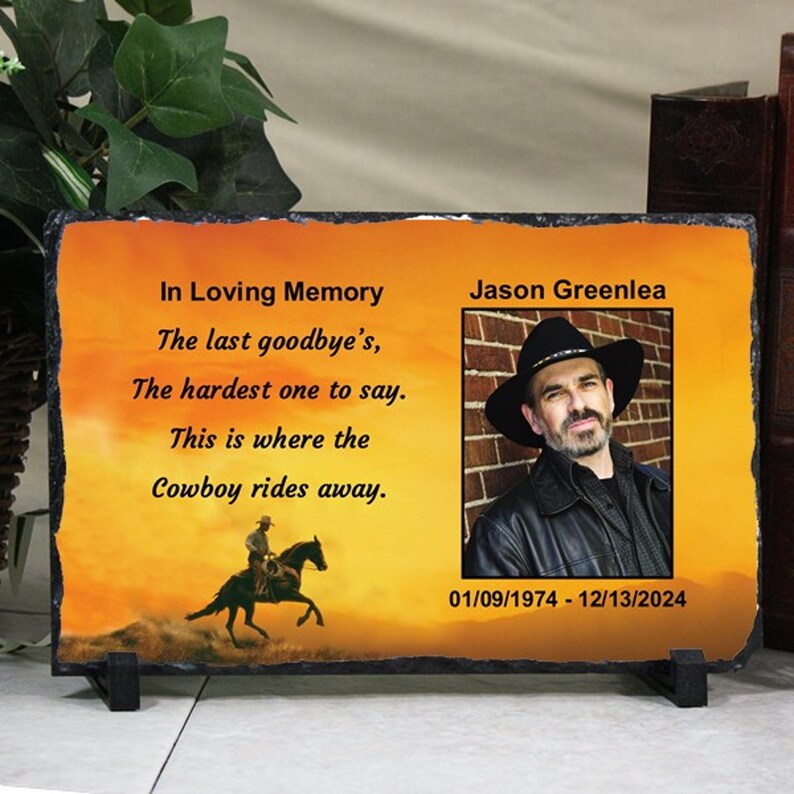 Personalized Cowboy Memorial Slate Plaque: Country Western Sympathy ...