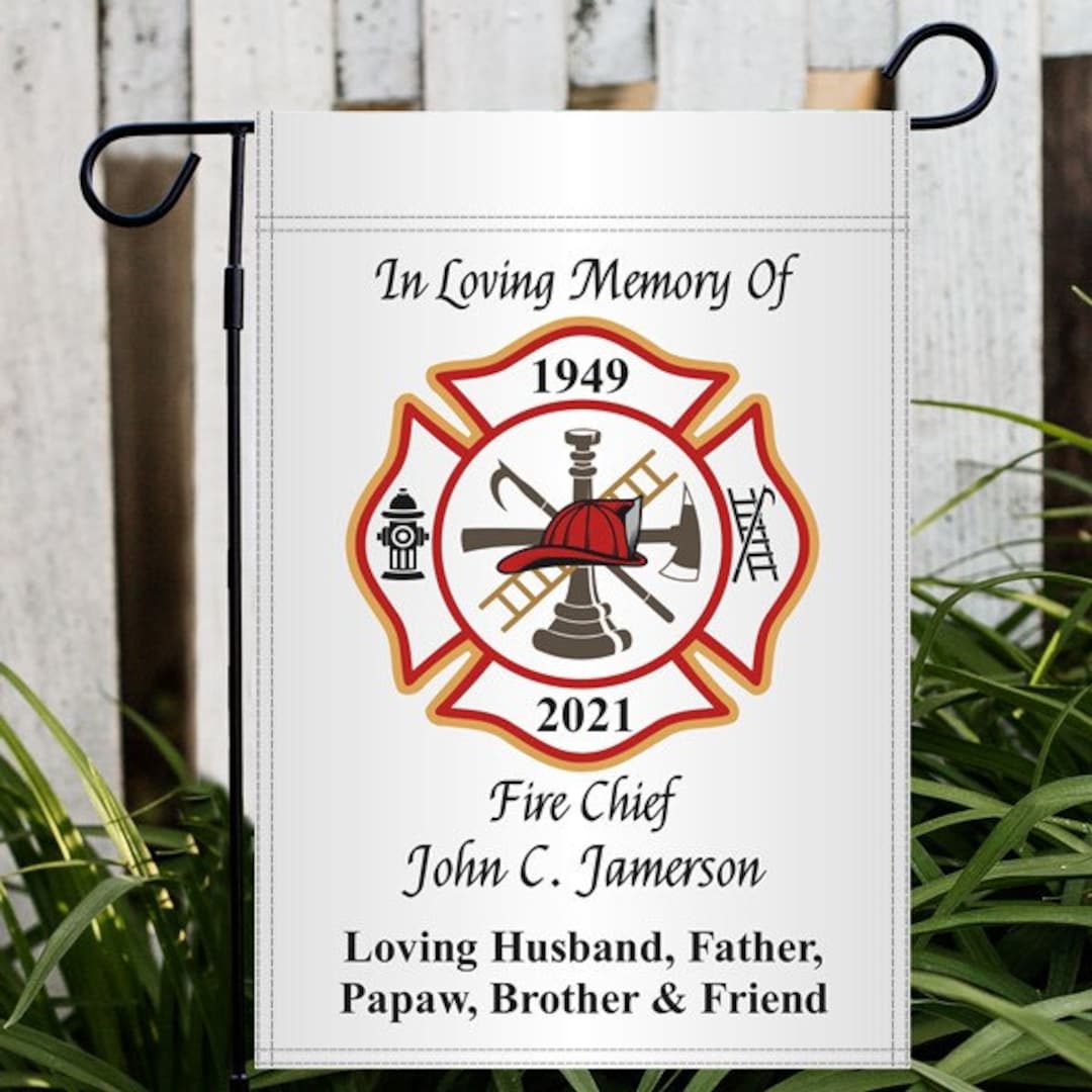 Personalized Firefighter Memorial Garden Flag: Maltese Cross Grave ...
