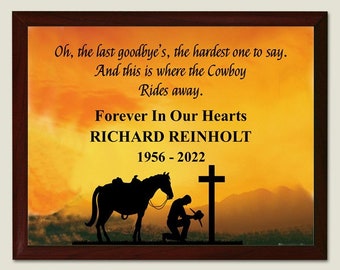 Cowboy Memorial Plaque - Etsy