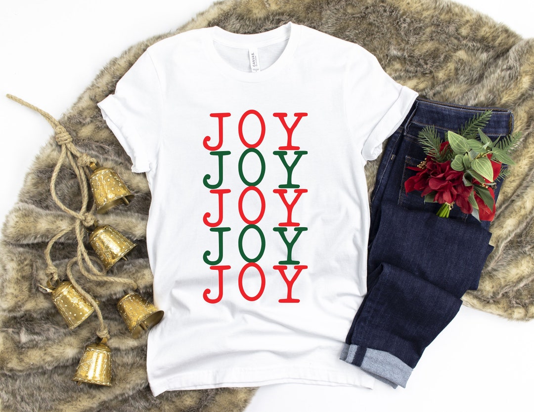 Winter Christmas Shirt Joy Stacked Typography Short-sleeve - Etsy