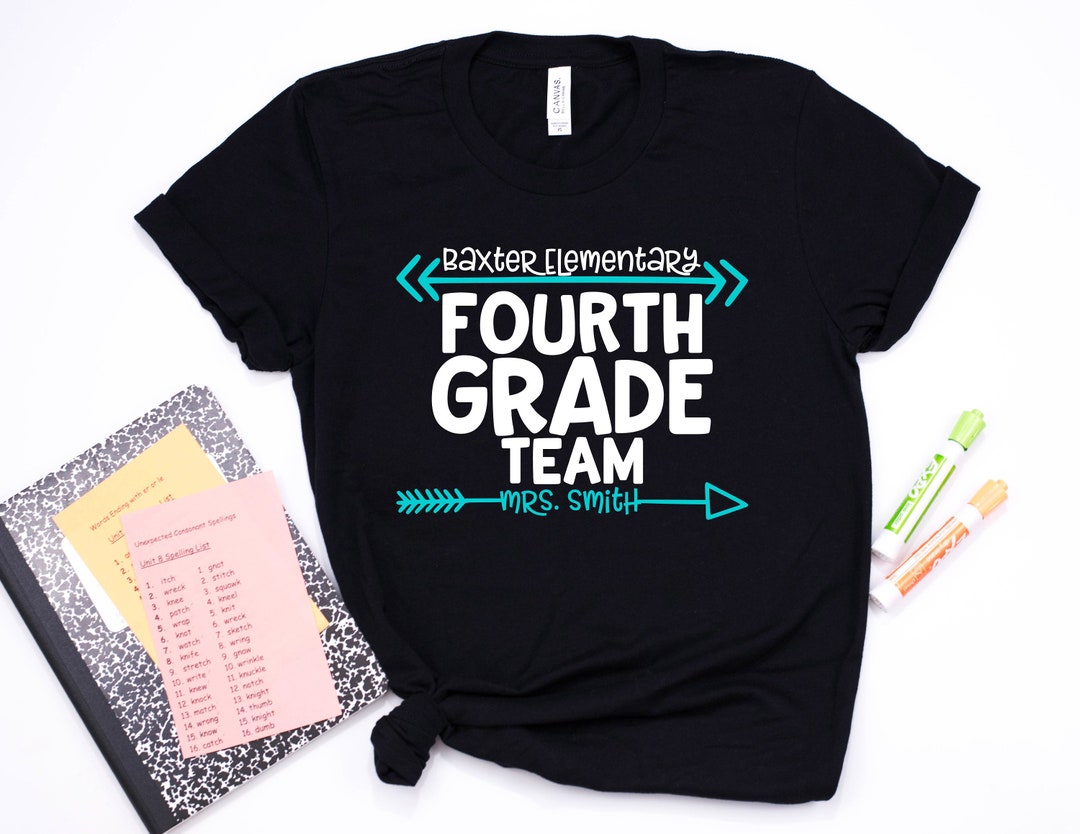Teacher Shirt Fourth 4th Grade Team Tee T-shirt Unisex Elementary Back ...