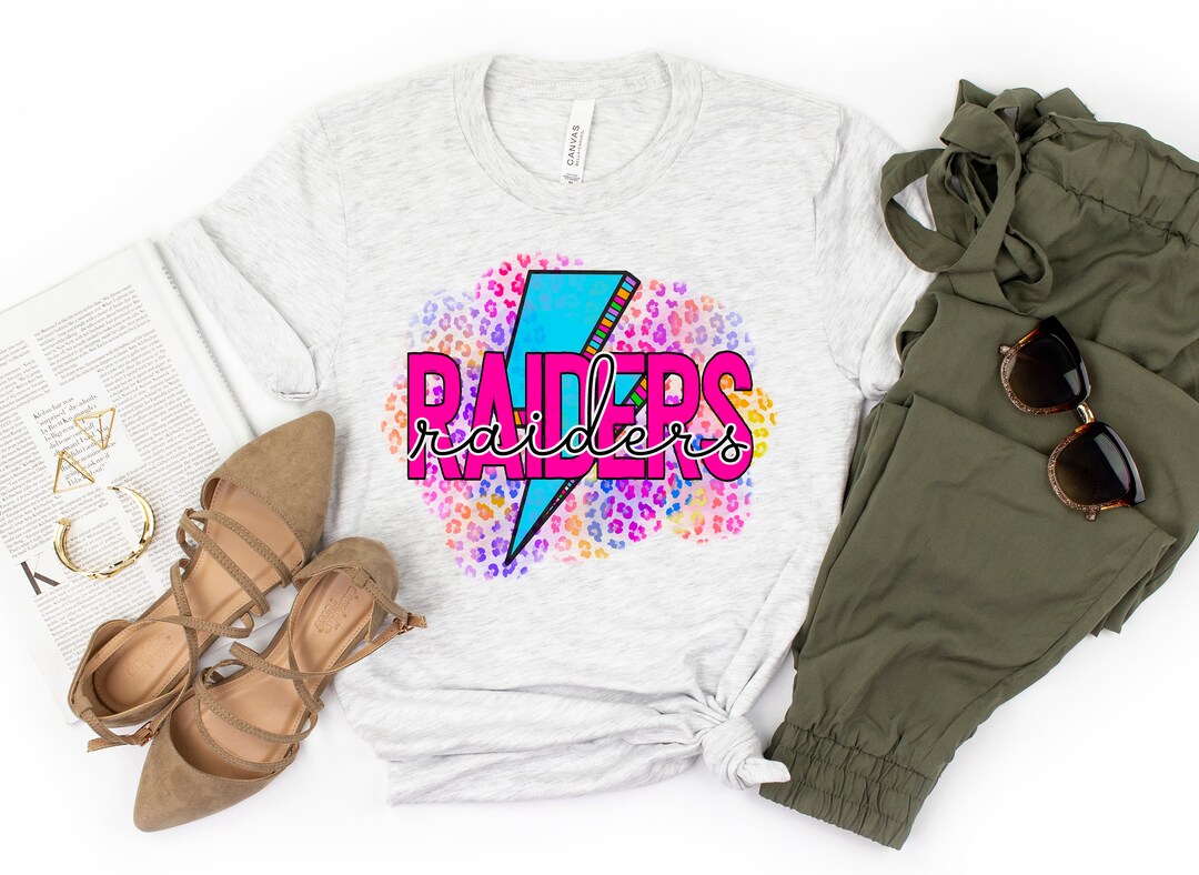 Raiders Team Spirit Shirt Retro Bright Mascot 80s Lightning Rainbow ...