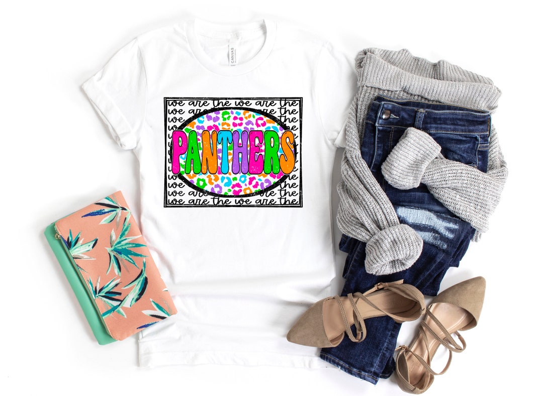 We Are the Panthers Team Spirit Shirt Bright Mascot Rainbow Leopard ...