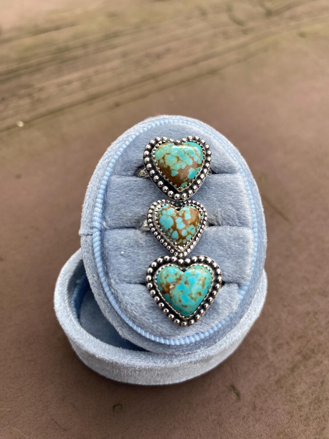 Nevada Number 8 Turquoise Heart Sterling Silver Rings, Mini, Small ...