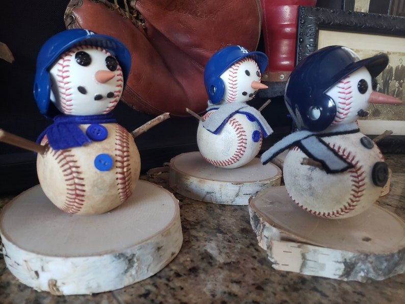 Baseball Snowmen Holiday Decor - Etsy