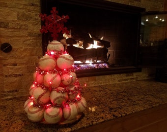 Handmade Baseball Holiday Gift Christmas Tree Made With Used Leather ...