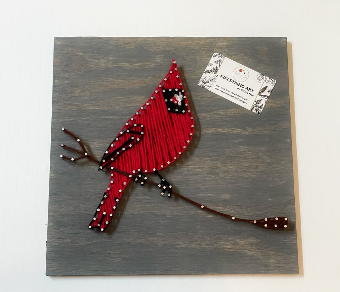 Cardinal Bird String Art, Red Cardinal Wooden Sign Cardinal Wall Art Decor, Memorial Keepsake ...