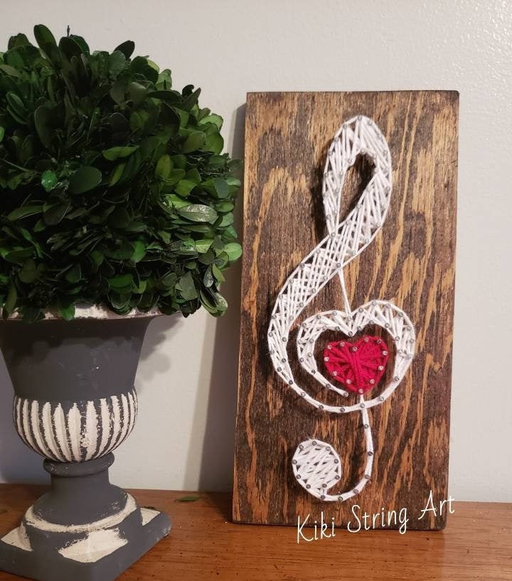 Music note string art G clef sign music lover gift music | Etsy