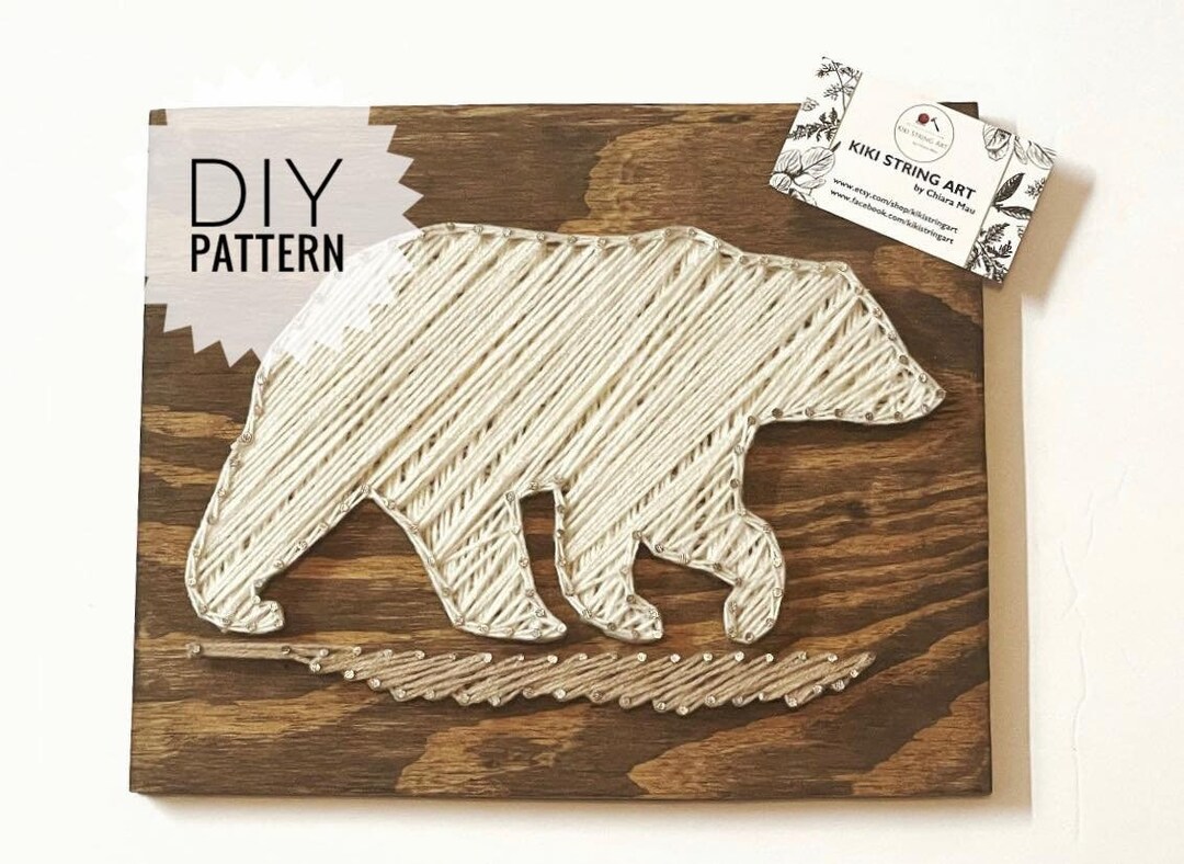 String Art Pattern Bear Printable, Bear String Art Pattern, Nursery ...