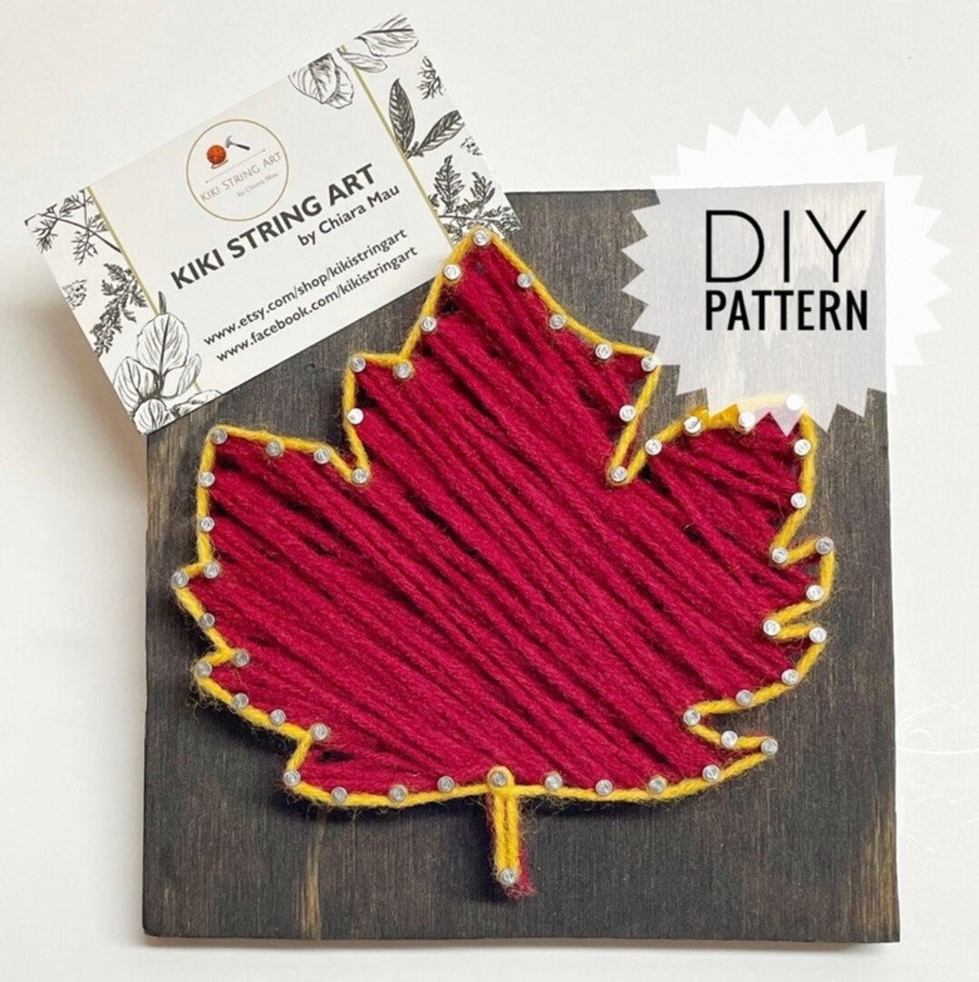 String Art Maple Leaf Template, DIY String Art Leaf Pattern, Nailart ...