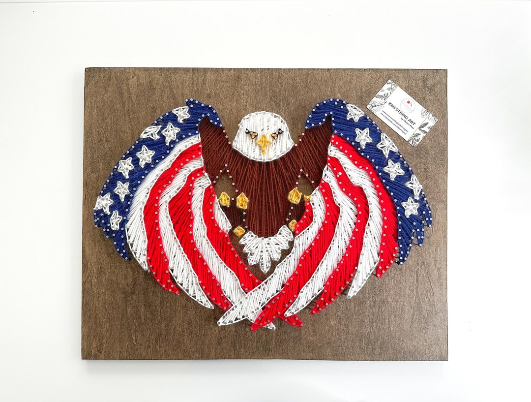American Flag String Art, Bald Eagle Wooden Sign, Veteran Navy Air ...