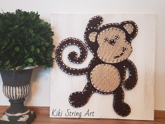Monkey String Art Baby Monkey String Art Monkey Gift Monkey | Etsy