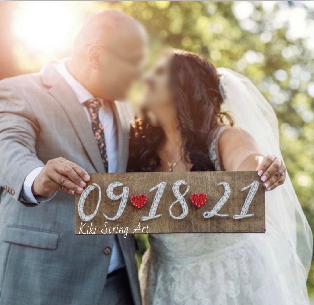 Wedding Date String Art Sign, Engagement Photo Save the Date Sign ...